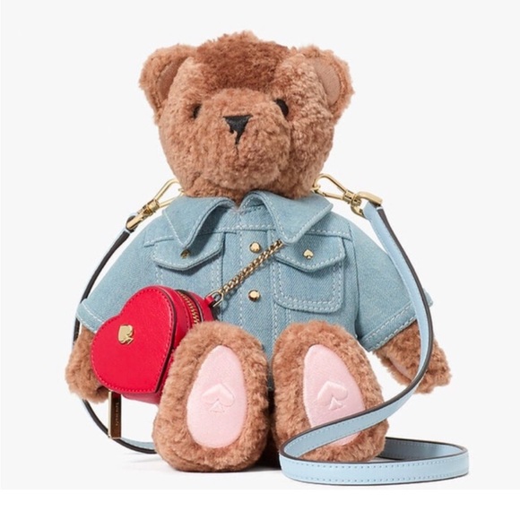 kate spade | Bags | Kate Spade Teddy Bear With Denim Jacket And Red ...